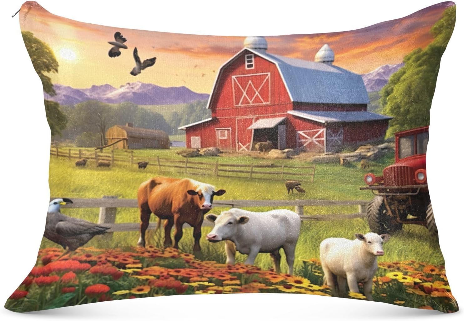 Farm Animals Pattern Plush Pillowcase, Luxury Soft King Pillow Case for ...