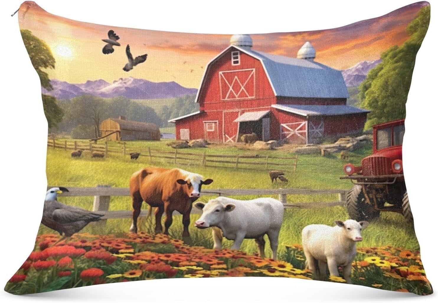 Farm Animals Pattern Plush Pillowcase, Luxury Soft King Pillow Case for ...