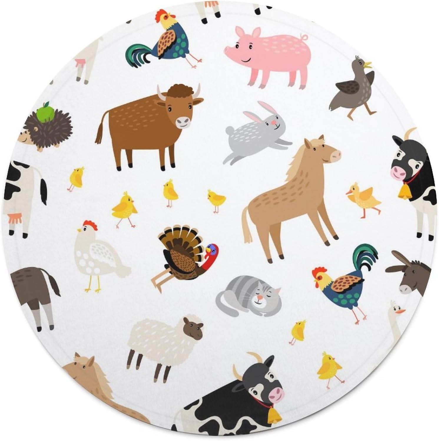 Farm Animals Pattern Round Soft Baby Blankets for Boys Girls, Newborn ...