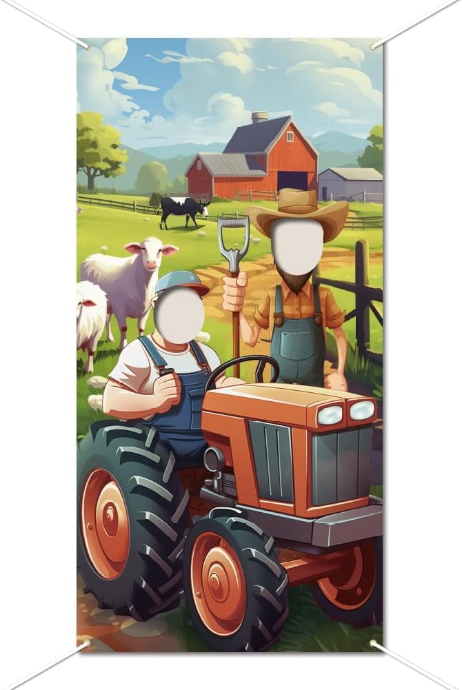Farm Animals Photo Door Banner Backdrop Decor Large Fabric Photo ...