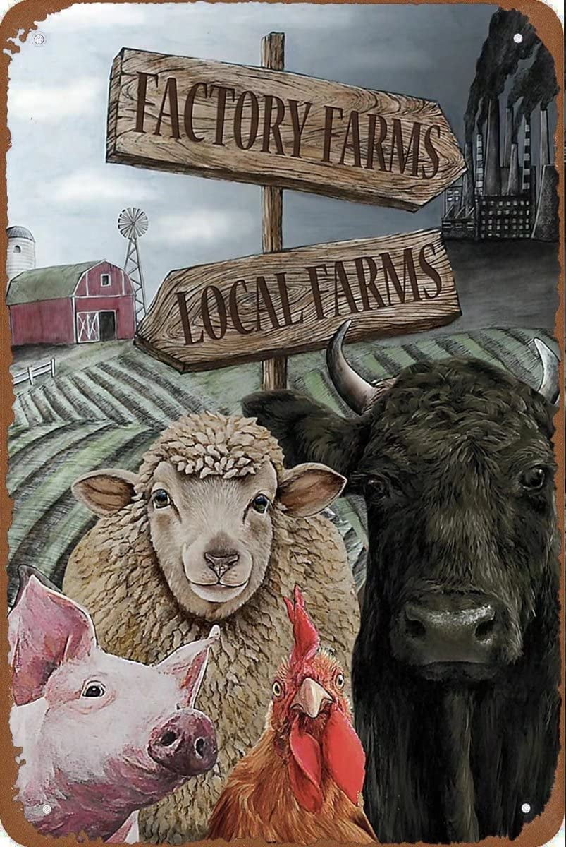 Farm Animals Pig and Sheep-Wall Art Nostalgic Tin Sign-Farm Wall ...