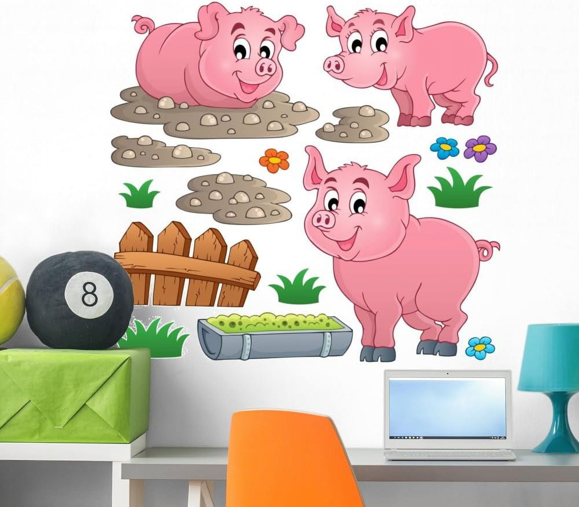 Farm Animals Pig Wall Decal Sticker Set Individual Peel and Stick on a ...