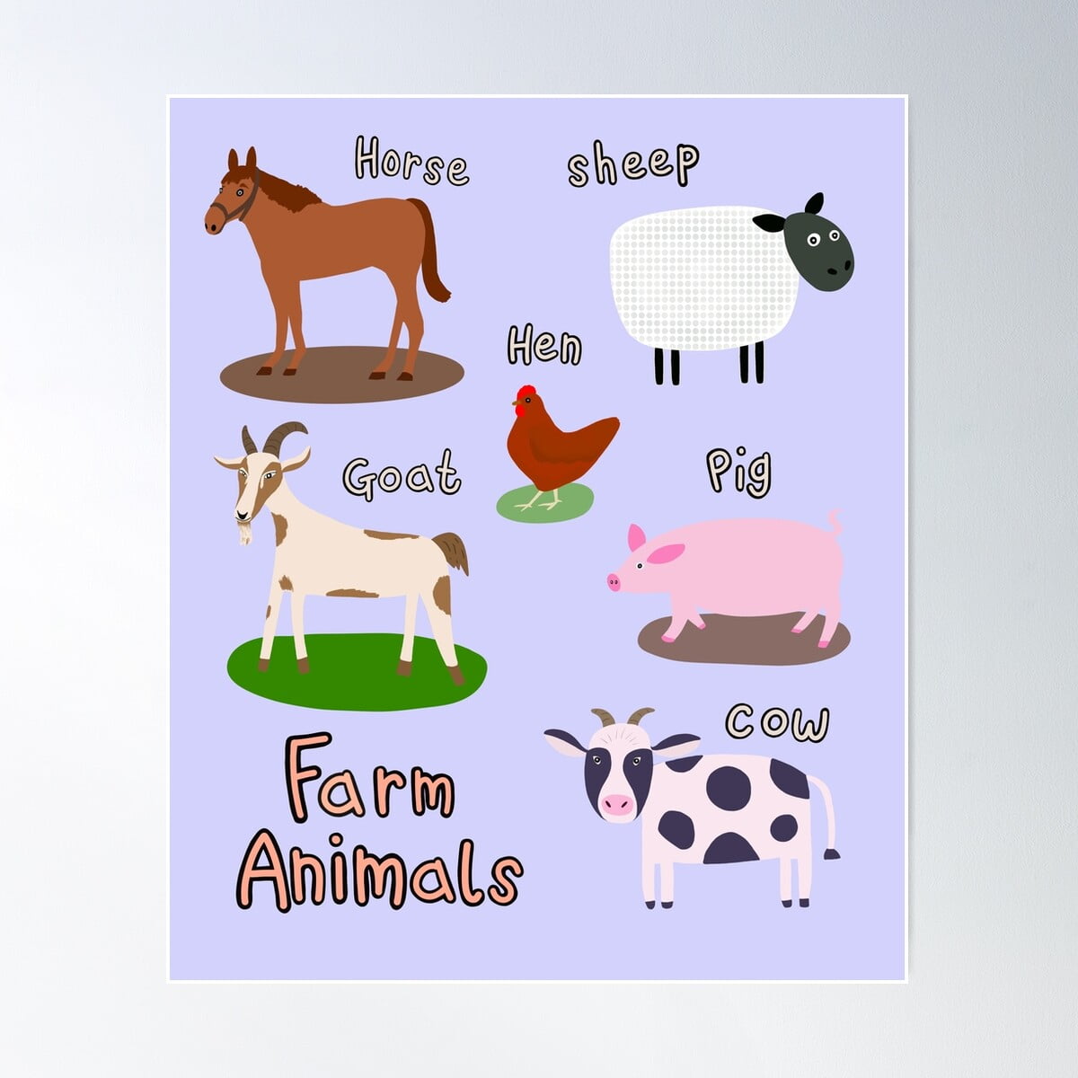 Farm Animals Poster Wall Art, Modern Wall Decor For Living Room Bedroom ...