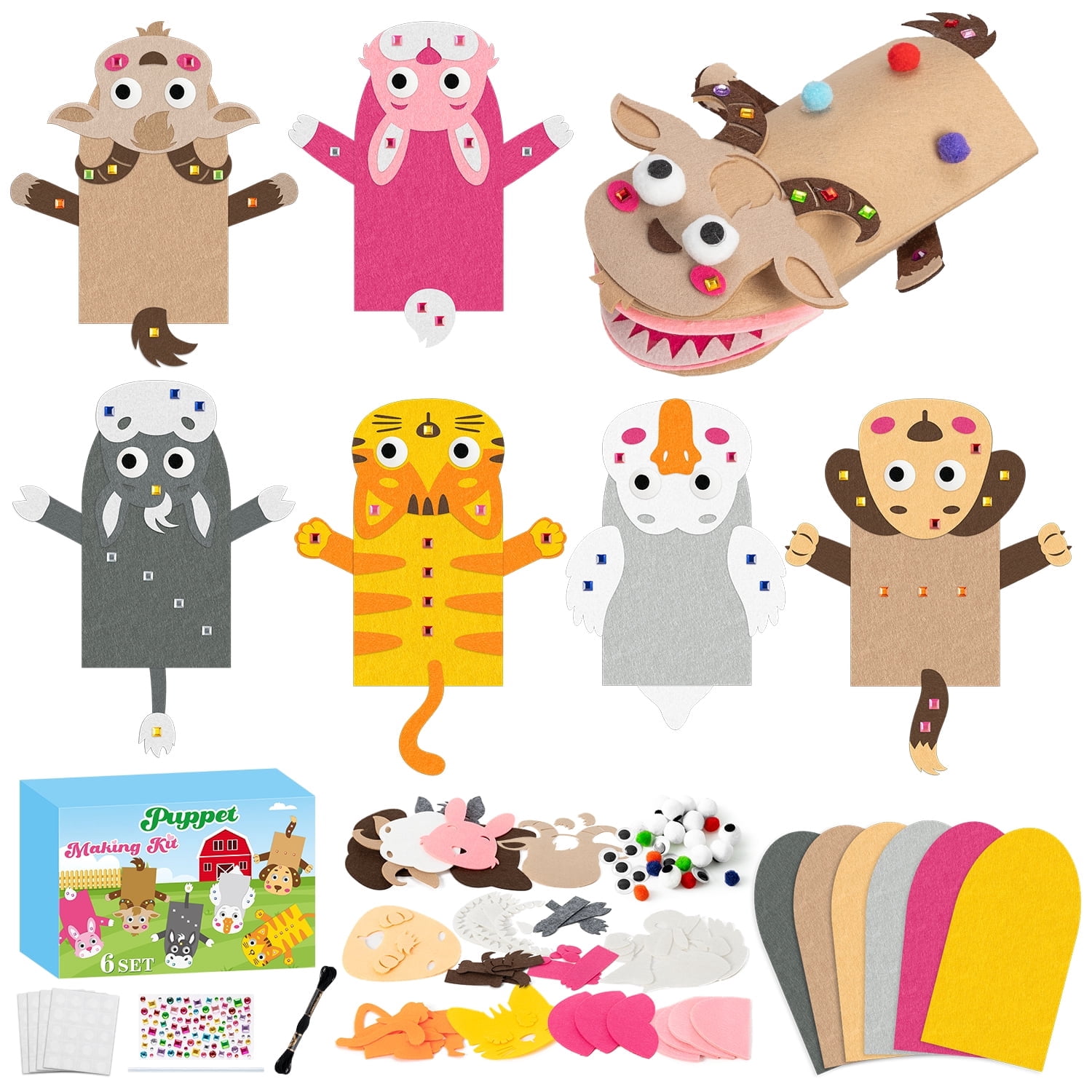 Farm Animals Puppet Making Kit for Back to School,DIY Handmade Puppet ...
