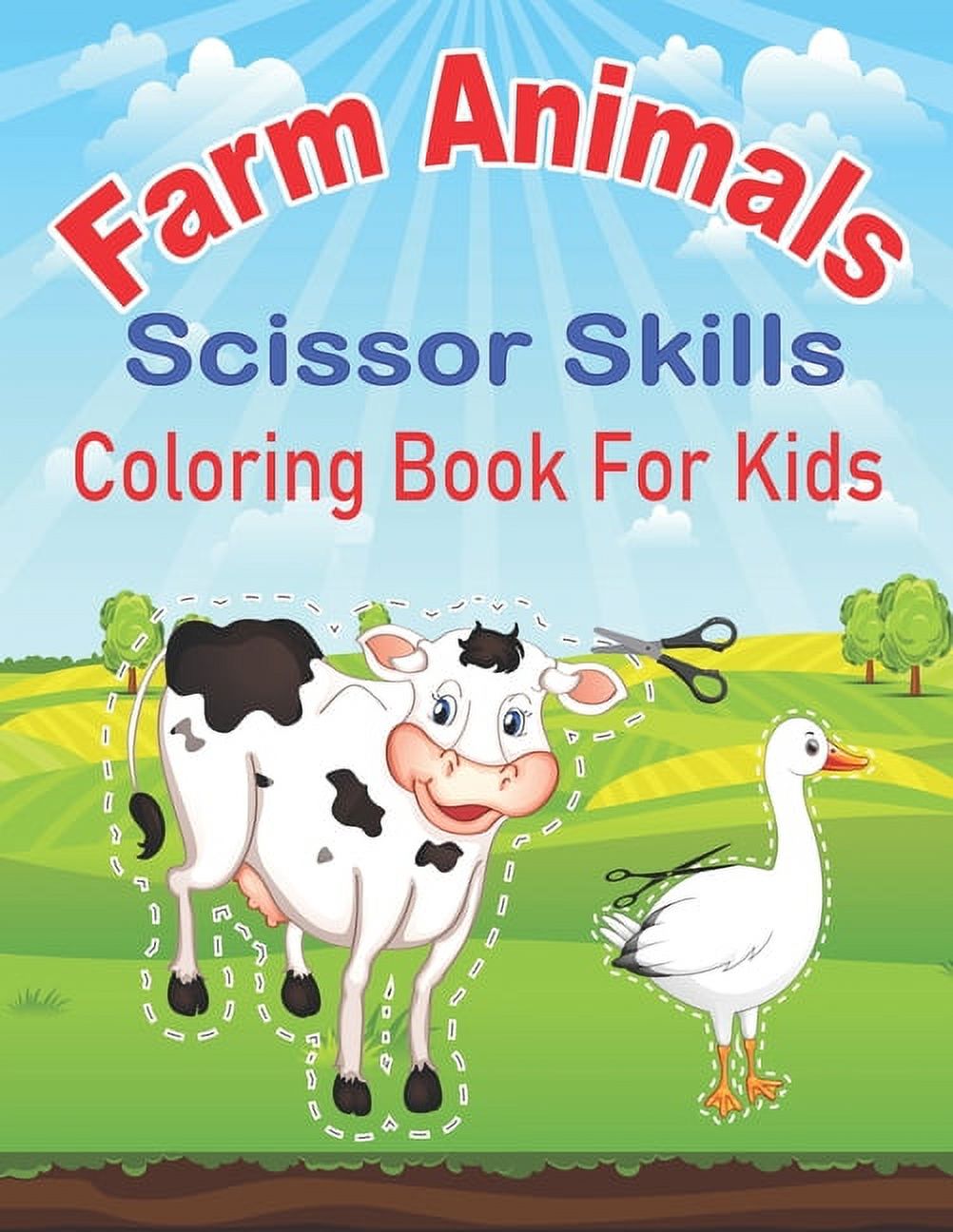 Farm Animals Scissor Skills Coloring Book for Kids : Farm Animals ...