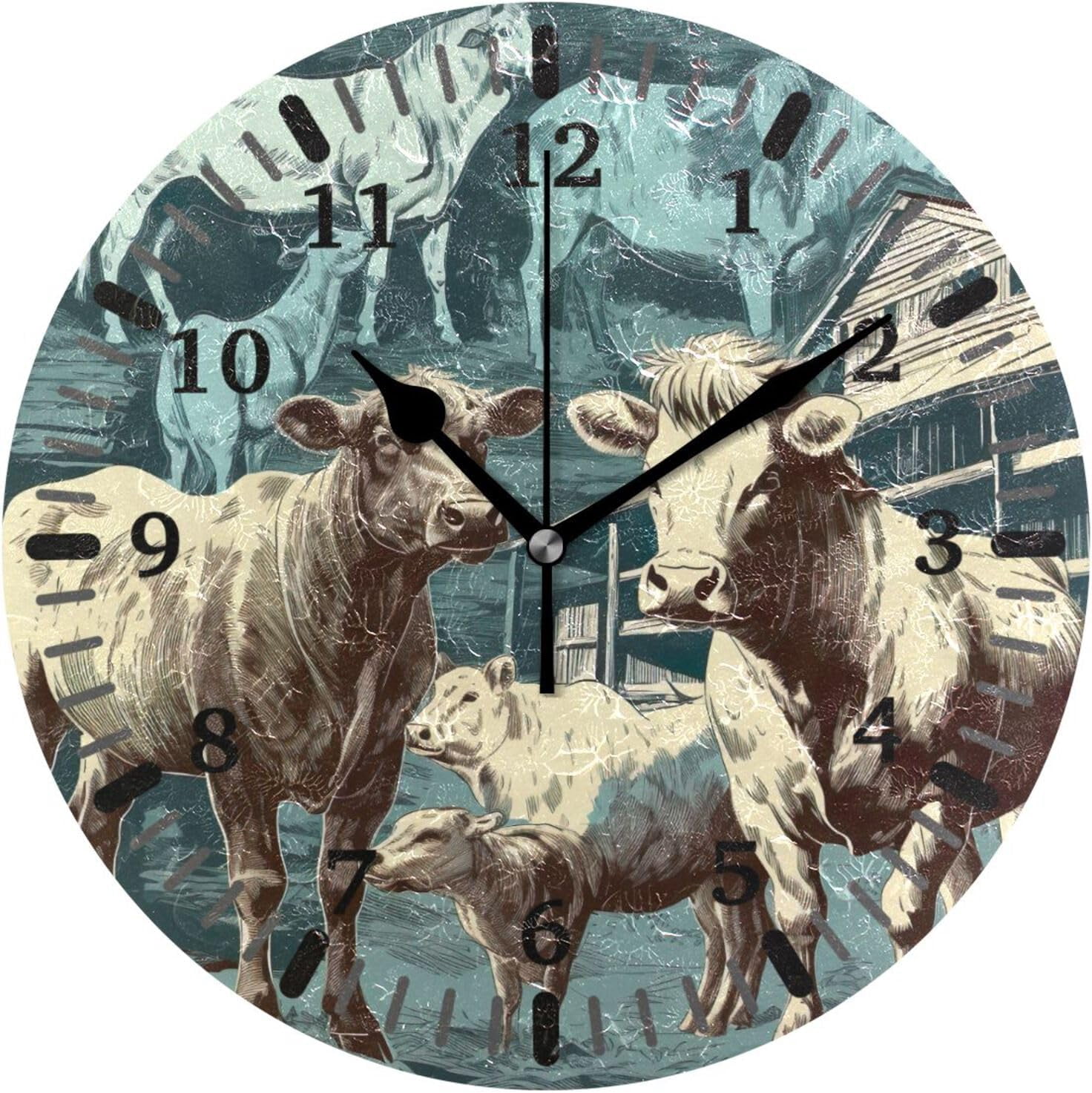 Farm Animals Silent Non-Ticking Wall Clock, 10 Inch Battery Operated ...