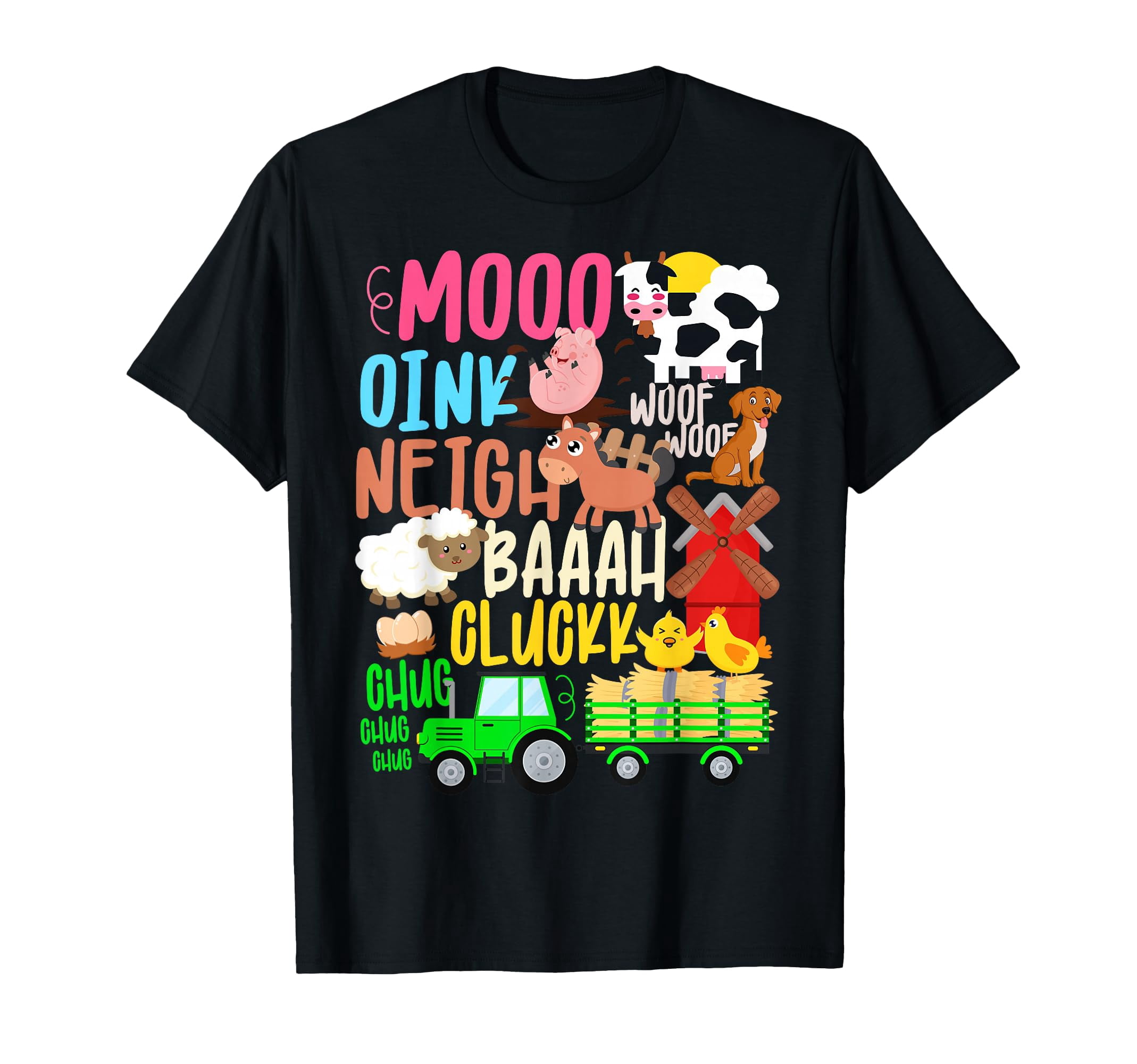 Farm Animals Sounds Oink Baa Neigh Cluck Moo Toddler Farmer T-Shirt ...