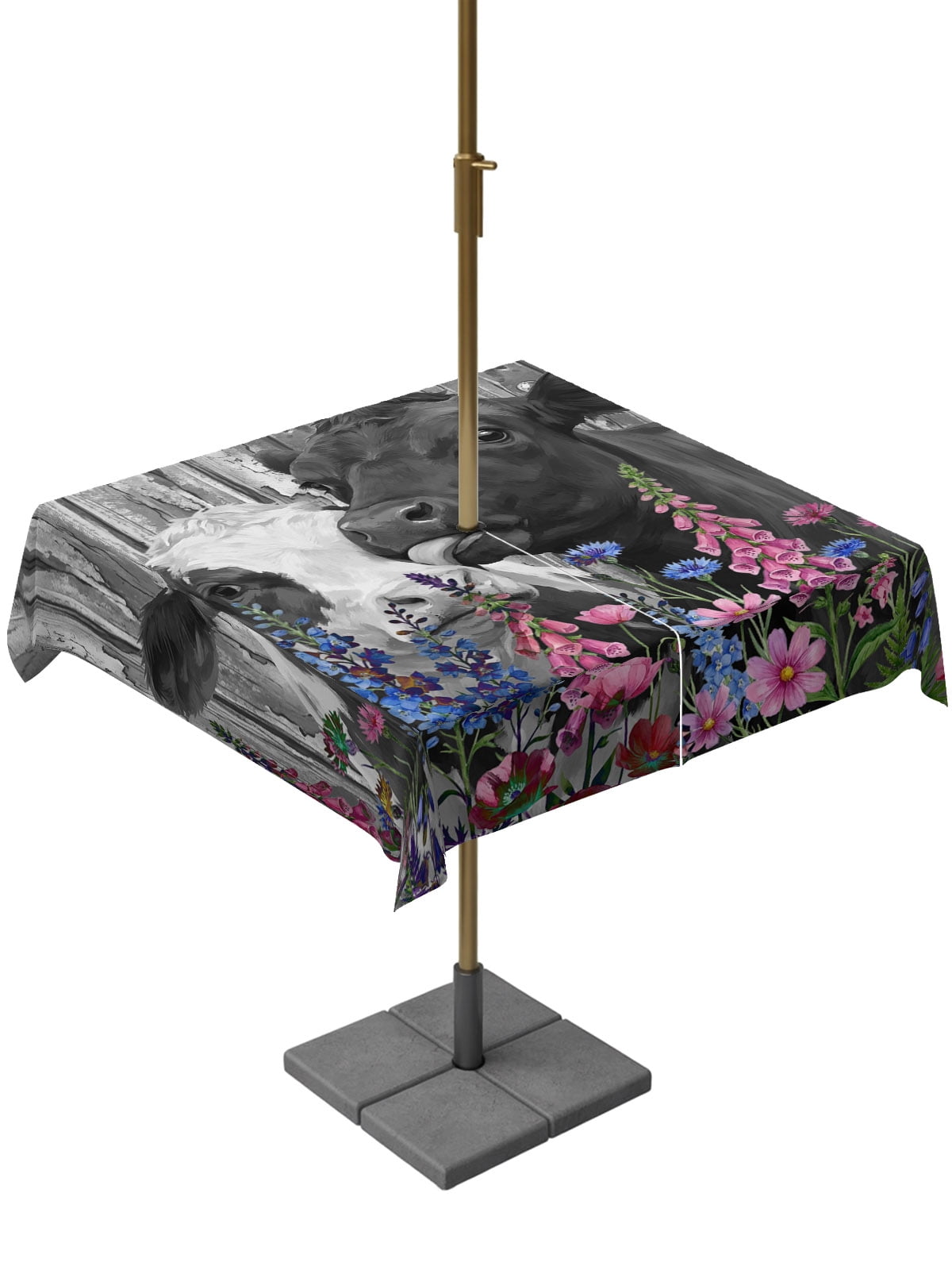 Farm Animals Square Outdoor Tablecloth with Umbrella Hole Funny Pair ...