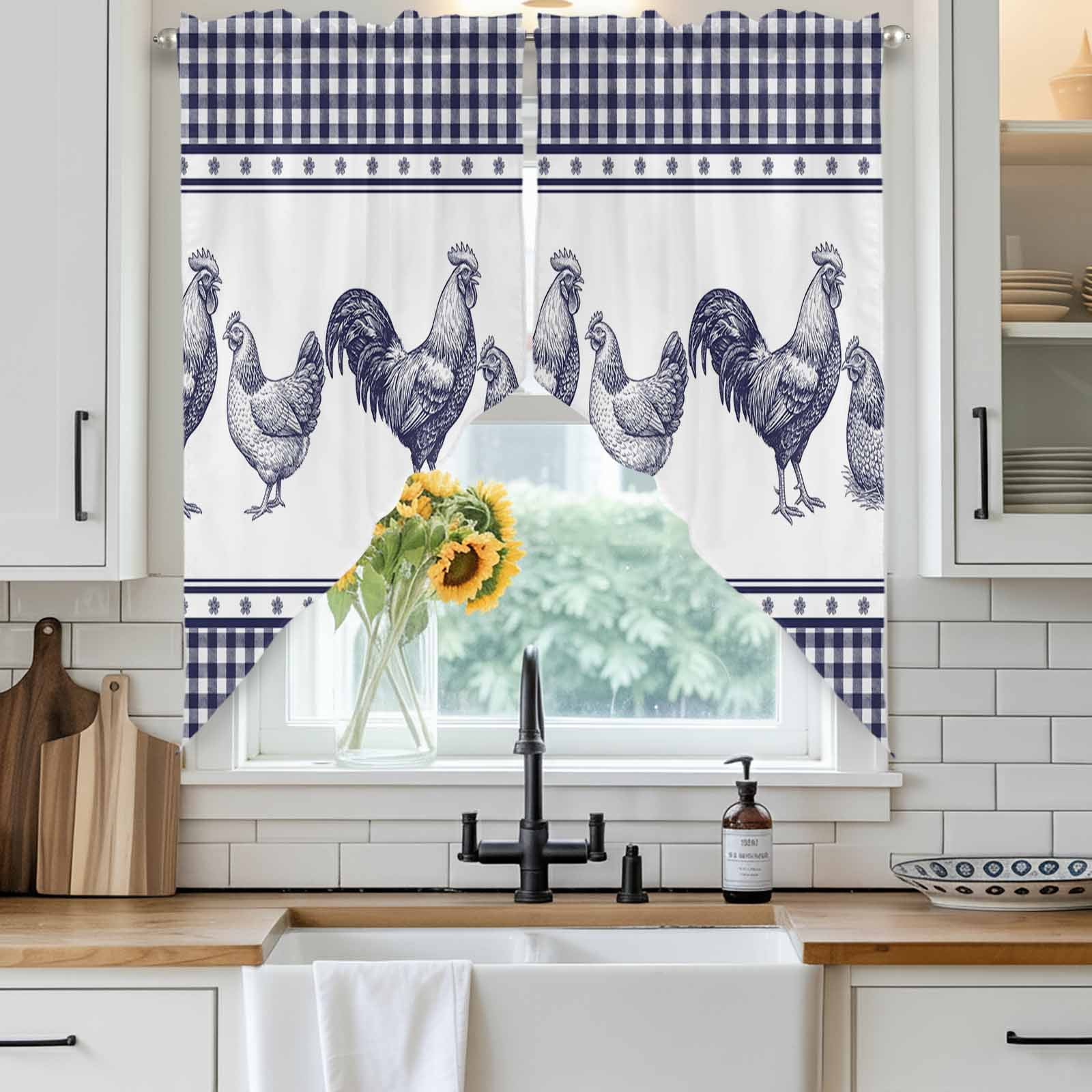 Farm Animals Swag Curtain Valance for Windows, Graffiti Line Drawing ...