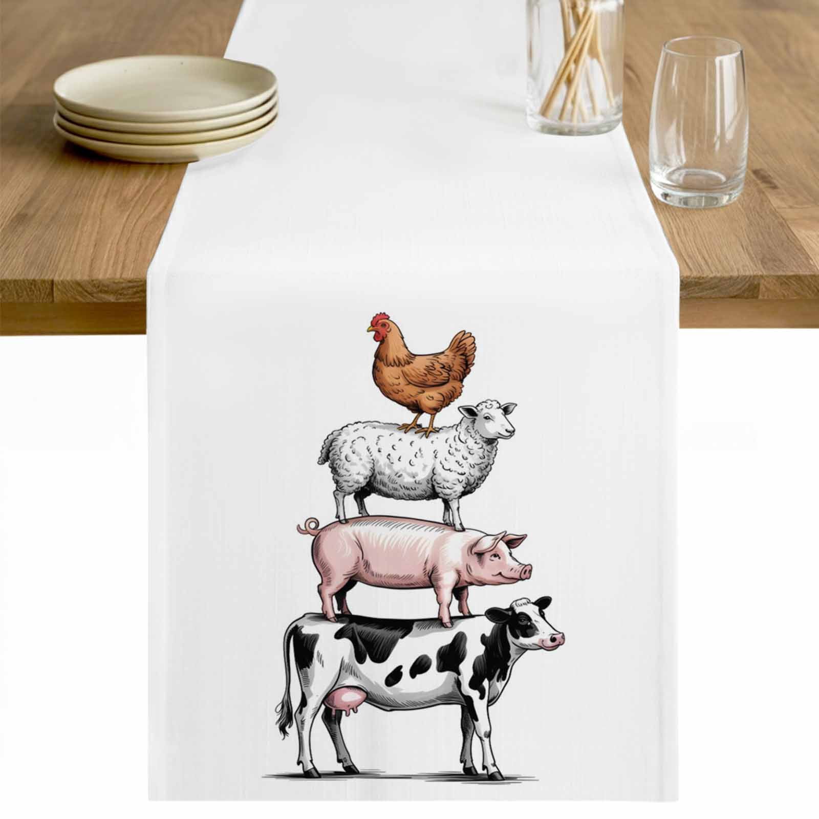Farm Animals Table Runner 70 Inches Long Farmhouse Dress Scarves ...