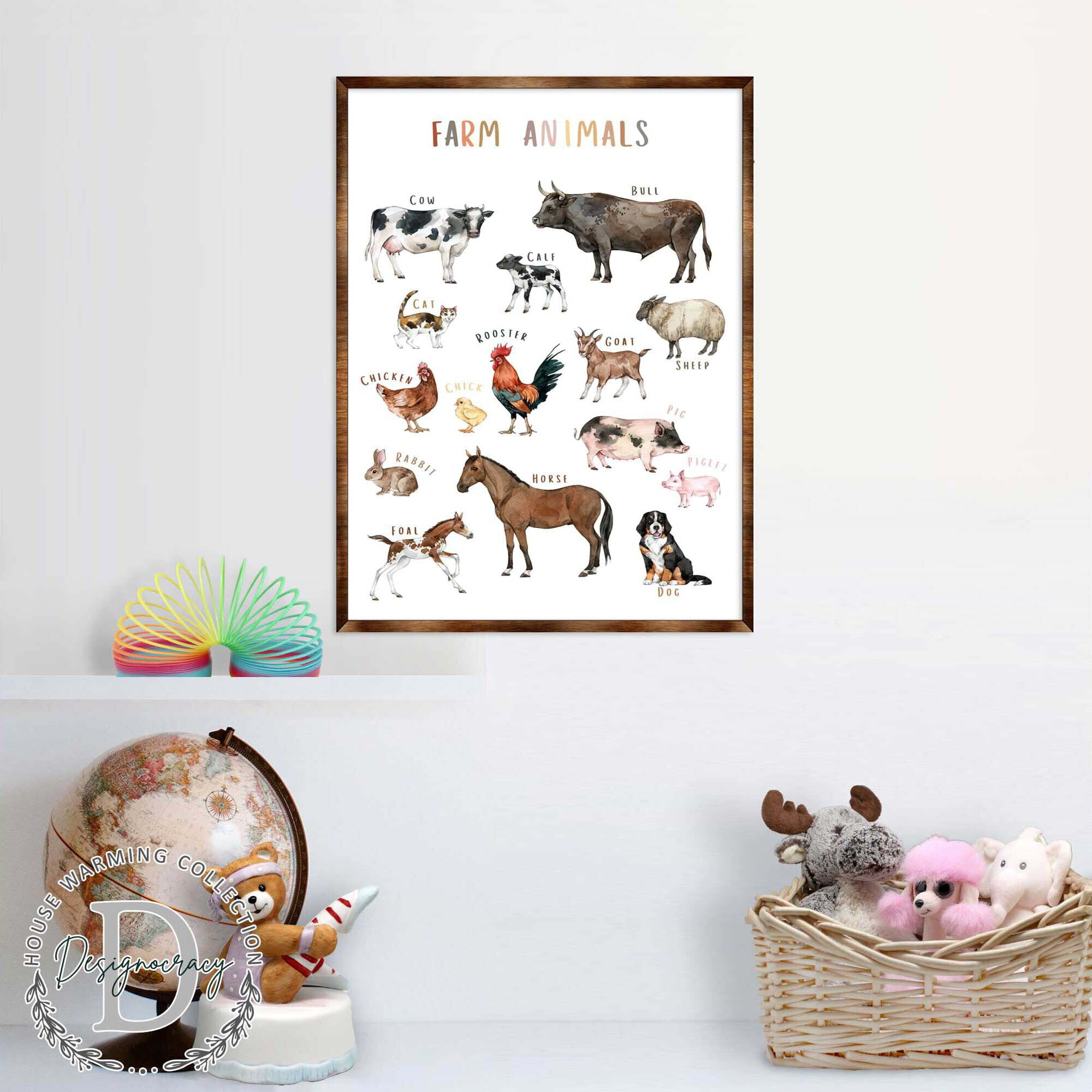 Farm Animals | Wooden Kids Room D cor| First day of school gift | ABC ...