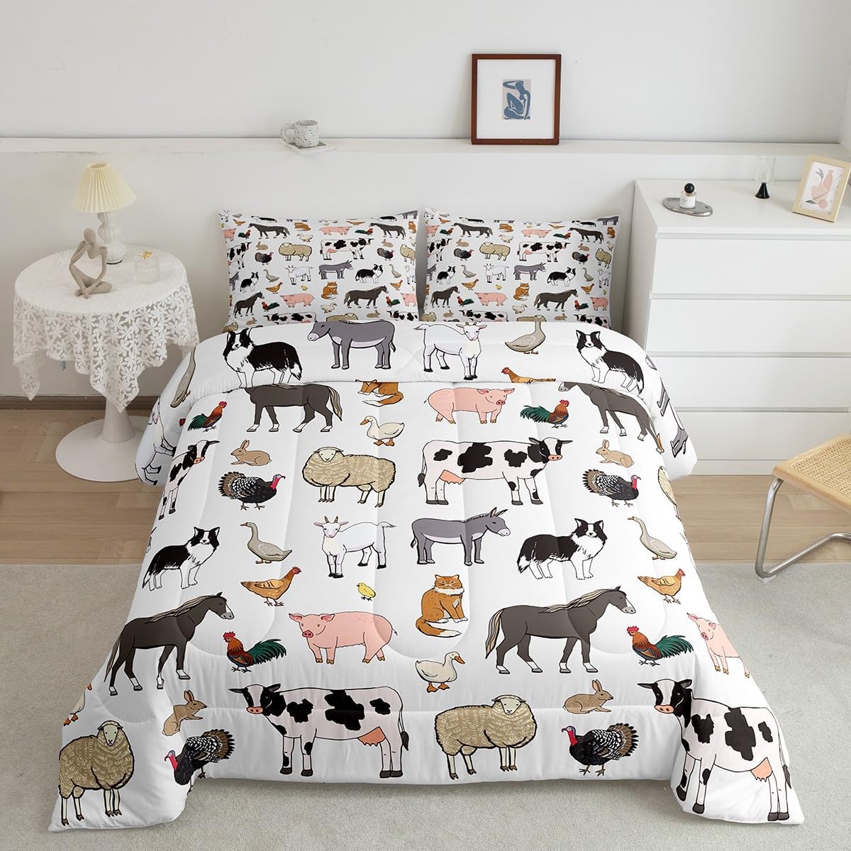 Farm Aninmal Kids Bedding Sets for Boys Funny Farmhouse Animals ...