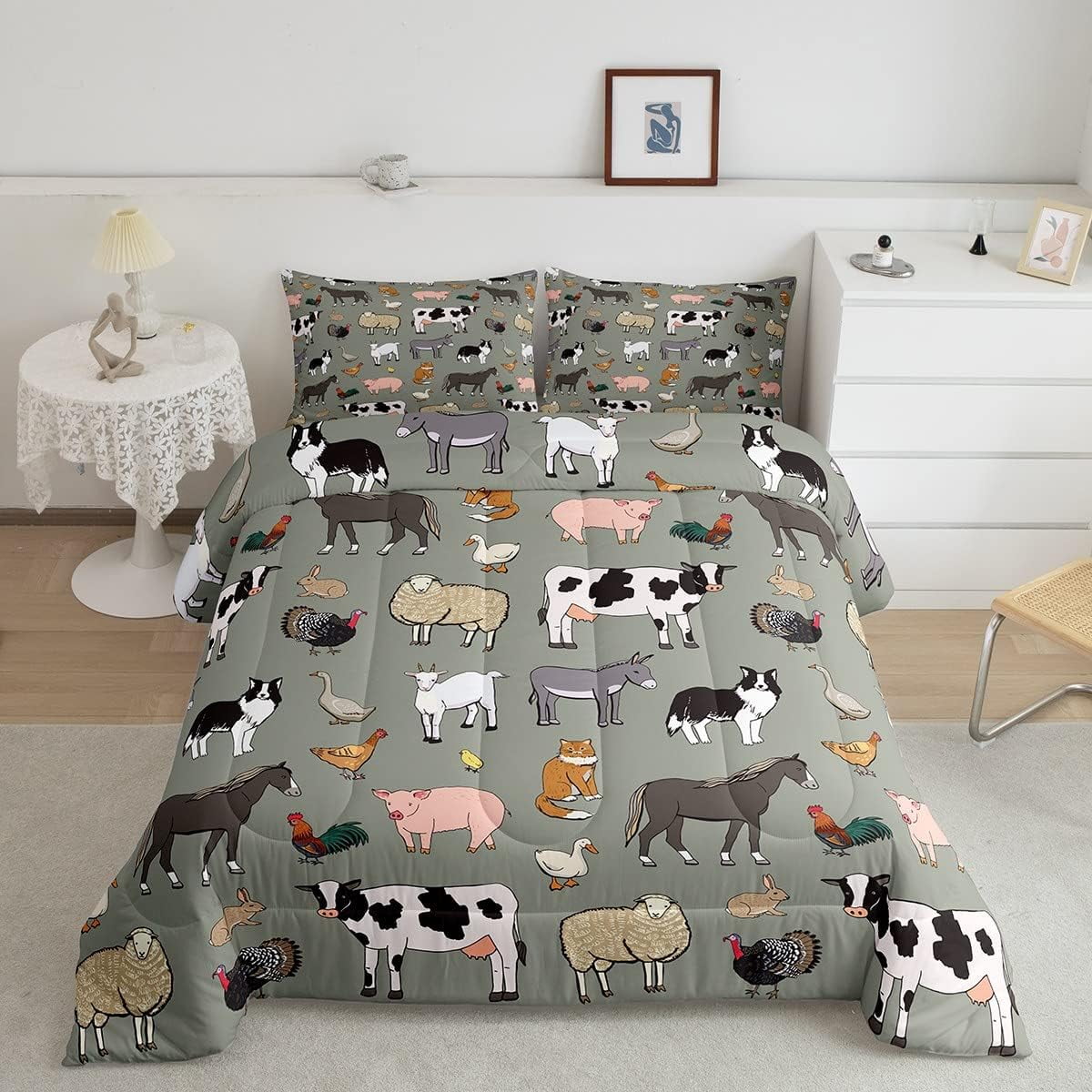 Farm Aninmal Kids Bedding Sets for Boys Funny Farmhouse Animals ...