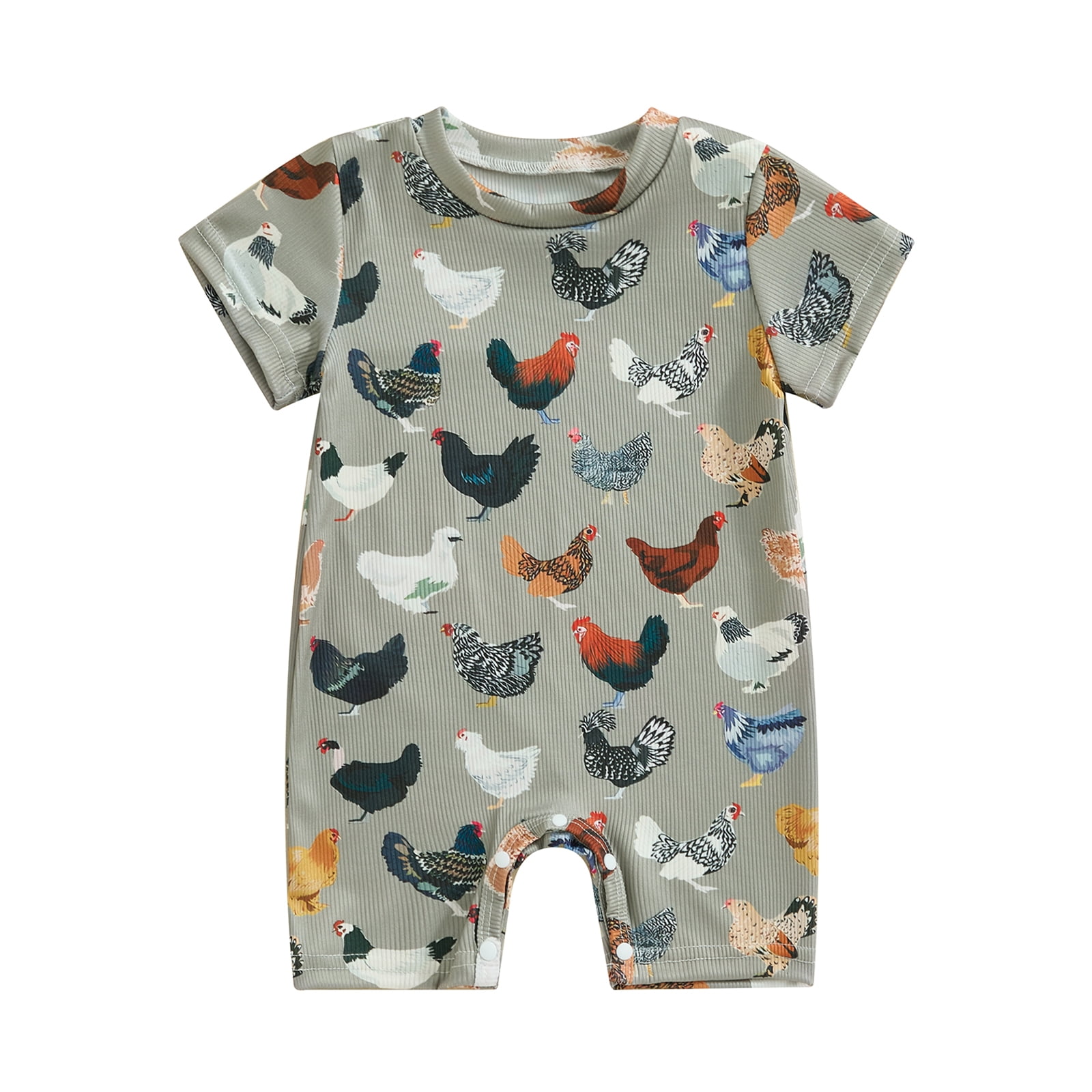 Farm Baby Clothes Boy Girl Country Animal Chicken Tractor Print Romper ...