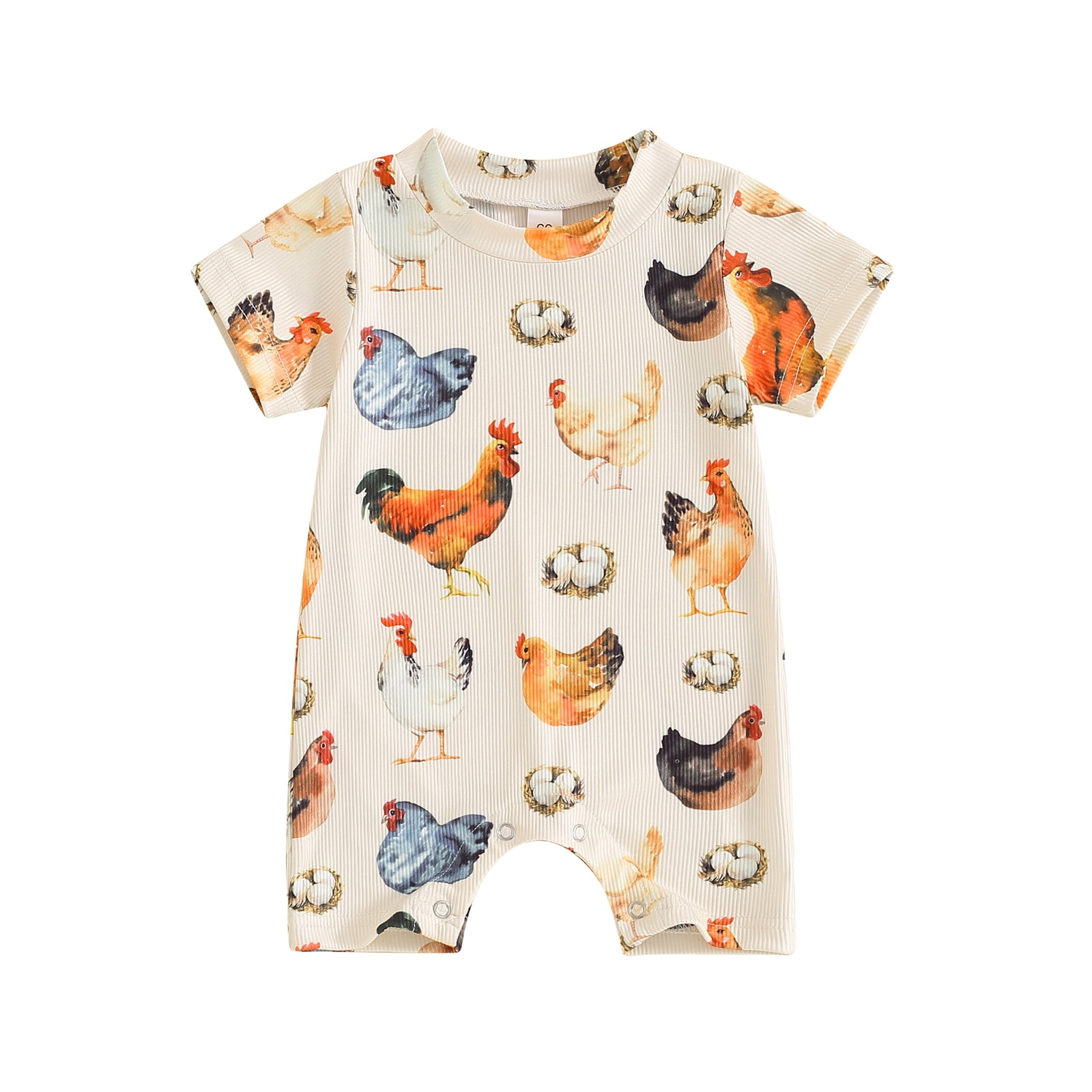 Farm Baby Clothes Boy Girl Country Animal Chicken Tractor Print Romper ...