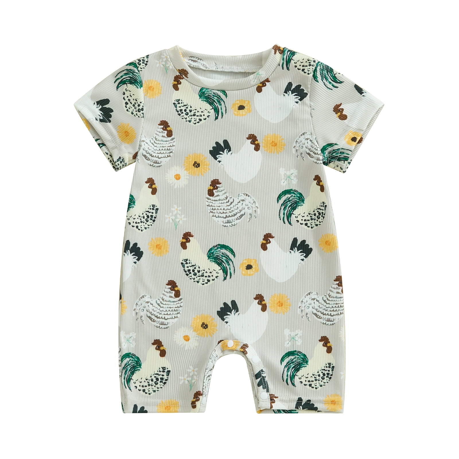 Farm Baby Clothes Boy Girl Country Animal Chicken Tractor Print Romper ...