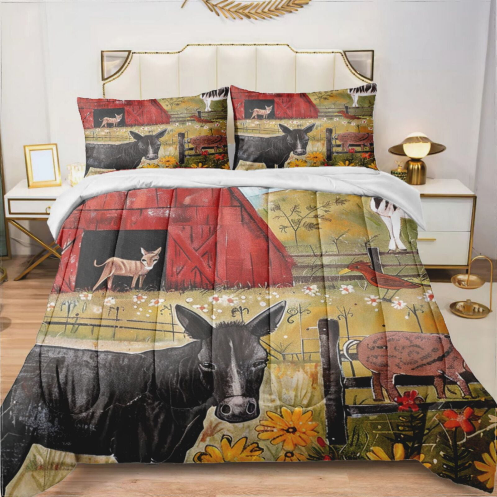 Farm Barn Cow Pig Donkey Cat (1) Comforter Set Bedding Set Duvet Set ...