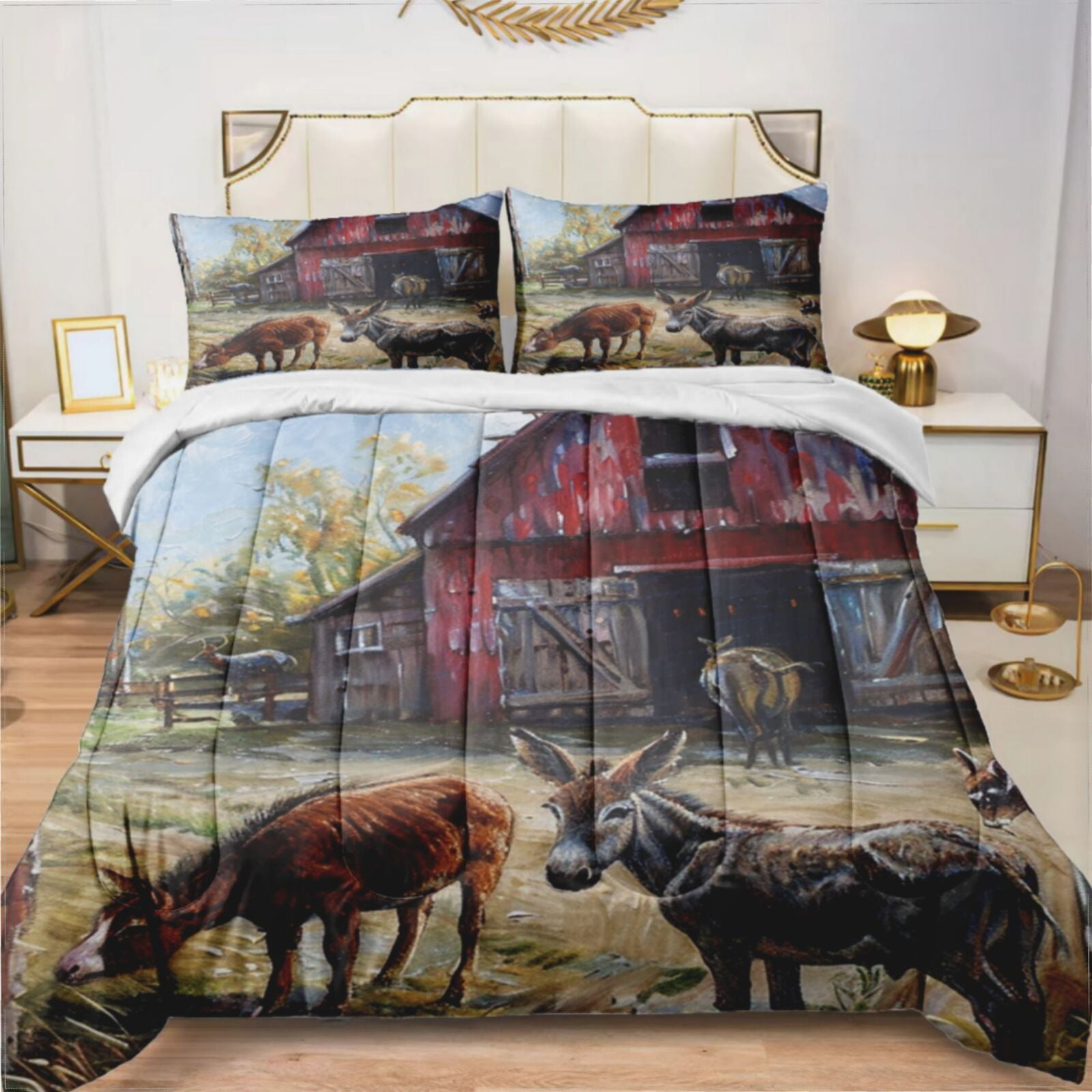 Farm Barn Cow Pig Donkey Cat (2) Comforter Set Bedding Set Duvet Set ...