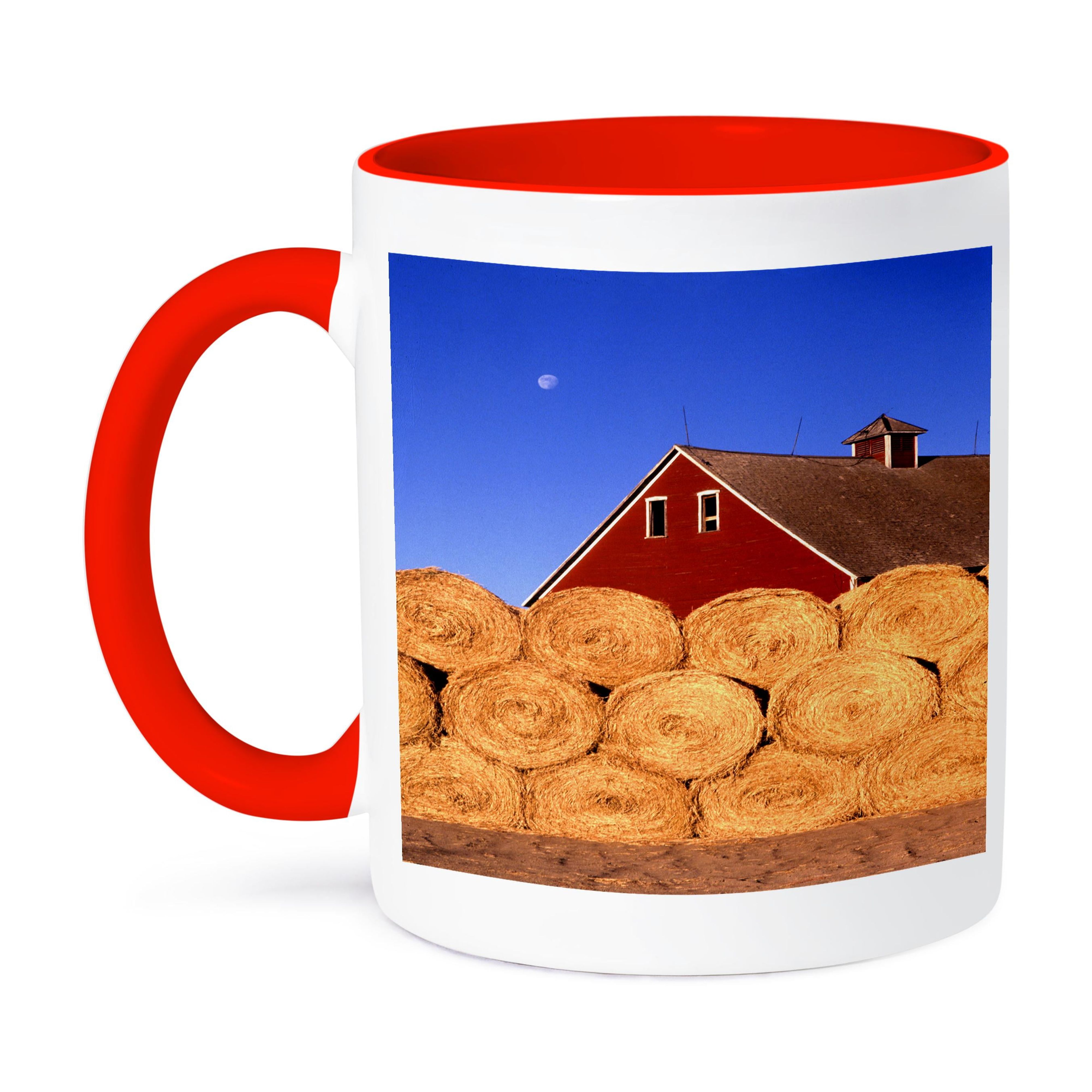 Farm Barn Hay Bales Stacked, 11oz Two-Tone Red Mug - Walmart.com