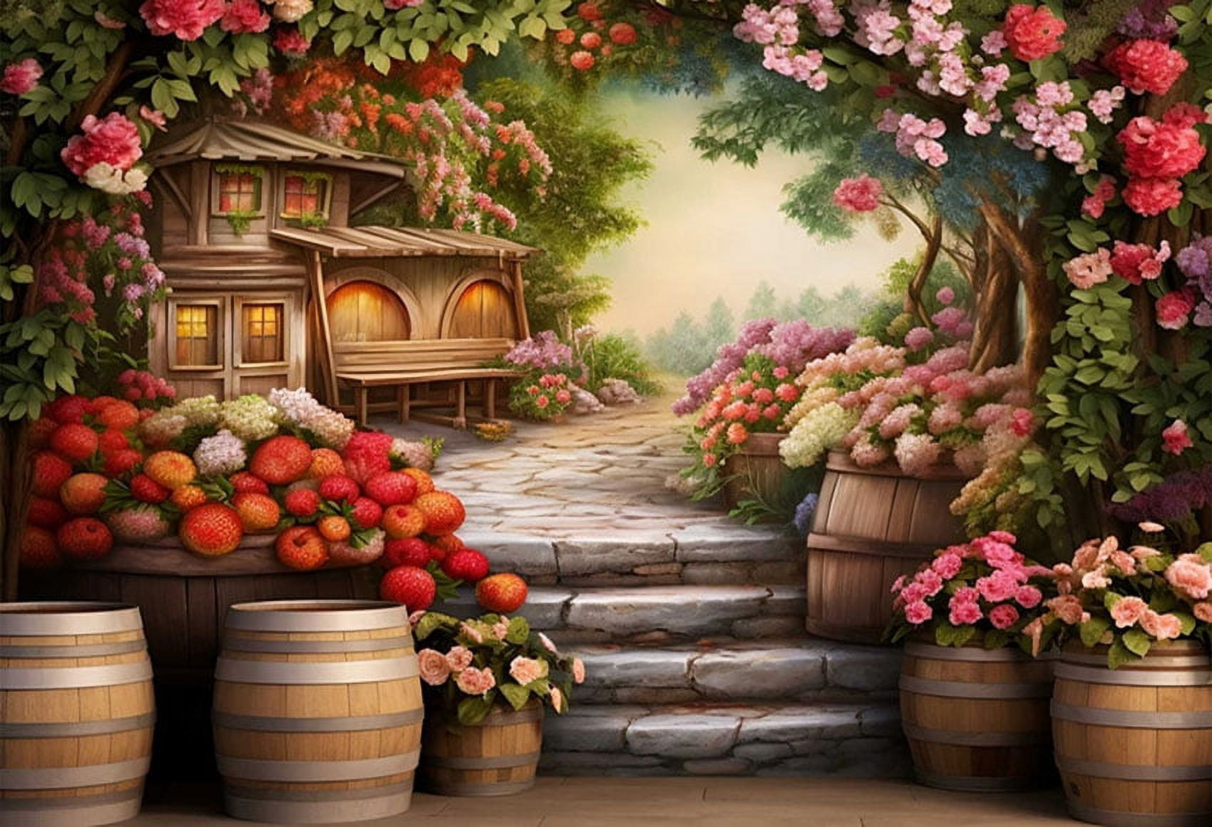 Farm Barn Landscape Green Trees Child Birthday Party Portrait r ...