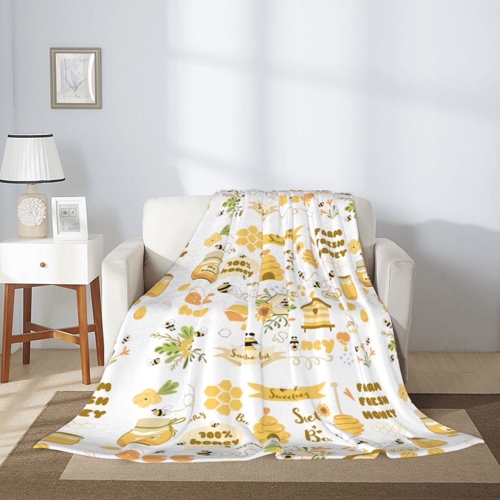 Farm Bee Cute Honey Throw Blanket for Couch Sofa and Bed, Super Soft ...