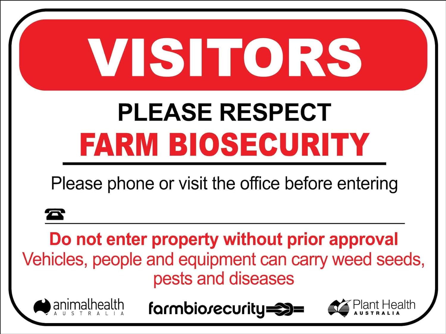 Farm Biosecurity Visitors Logos Sign Metal Tin Sign12x16 Inches Caution ...