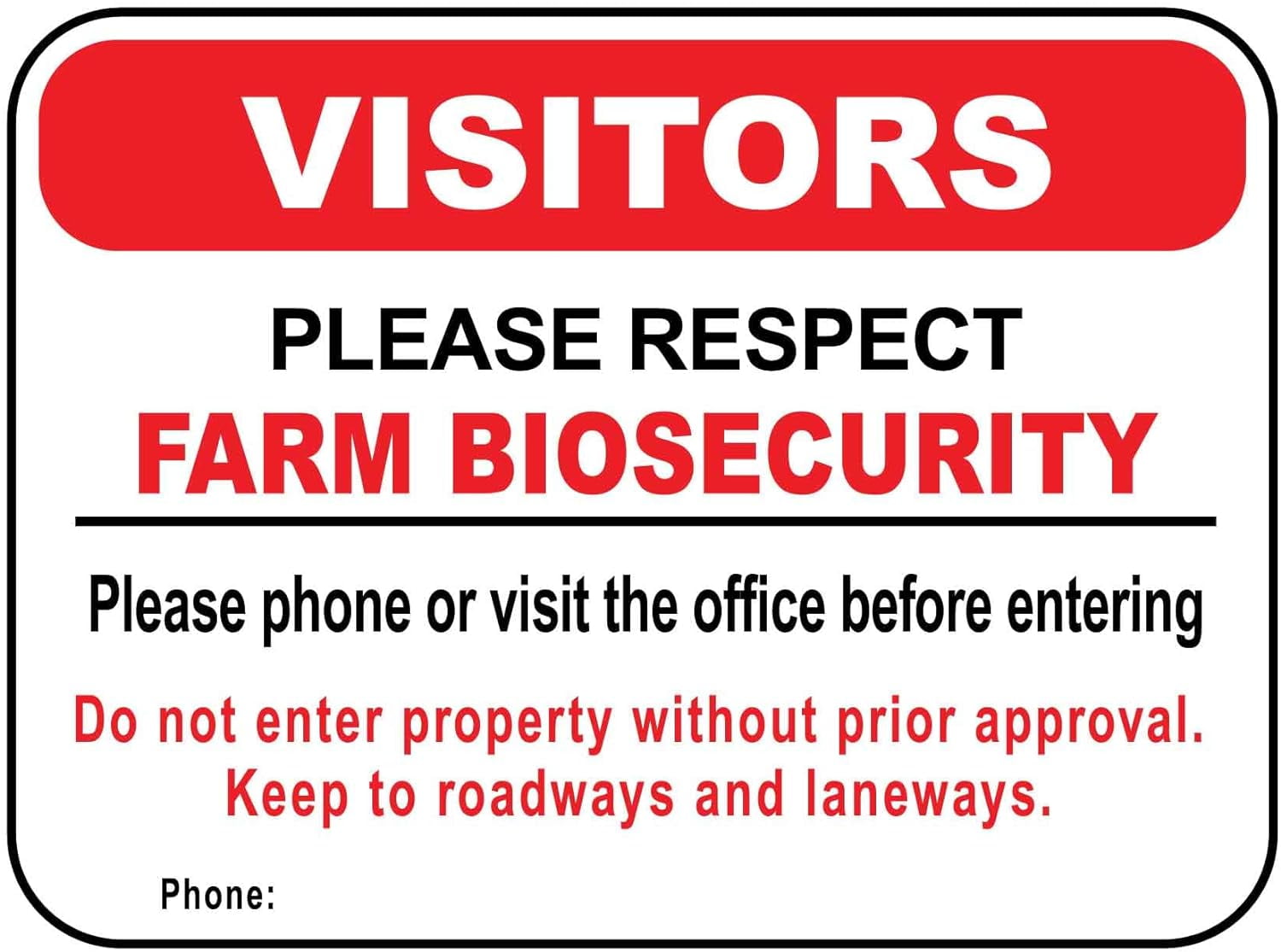 Farm Biosecurity Visitors Sign Metal Tin Sign12x16 Inches Caution ...