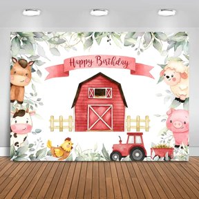 7×5FT Farm Backdrop Cartoon Farm Theme Party Supplies Red Farm Windmill ...