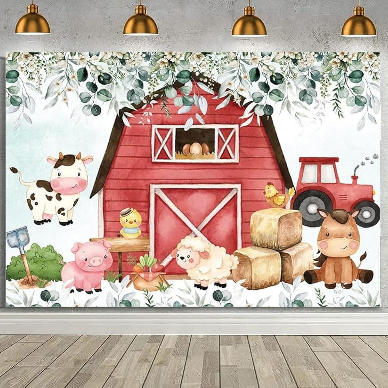 Farm Birthday Backdrop Farm Animals Theme Birthday Baby Shower Party ...