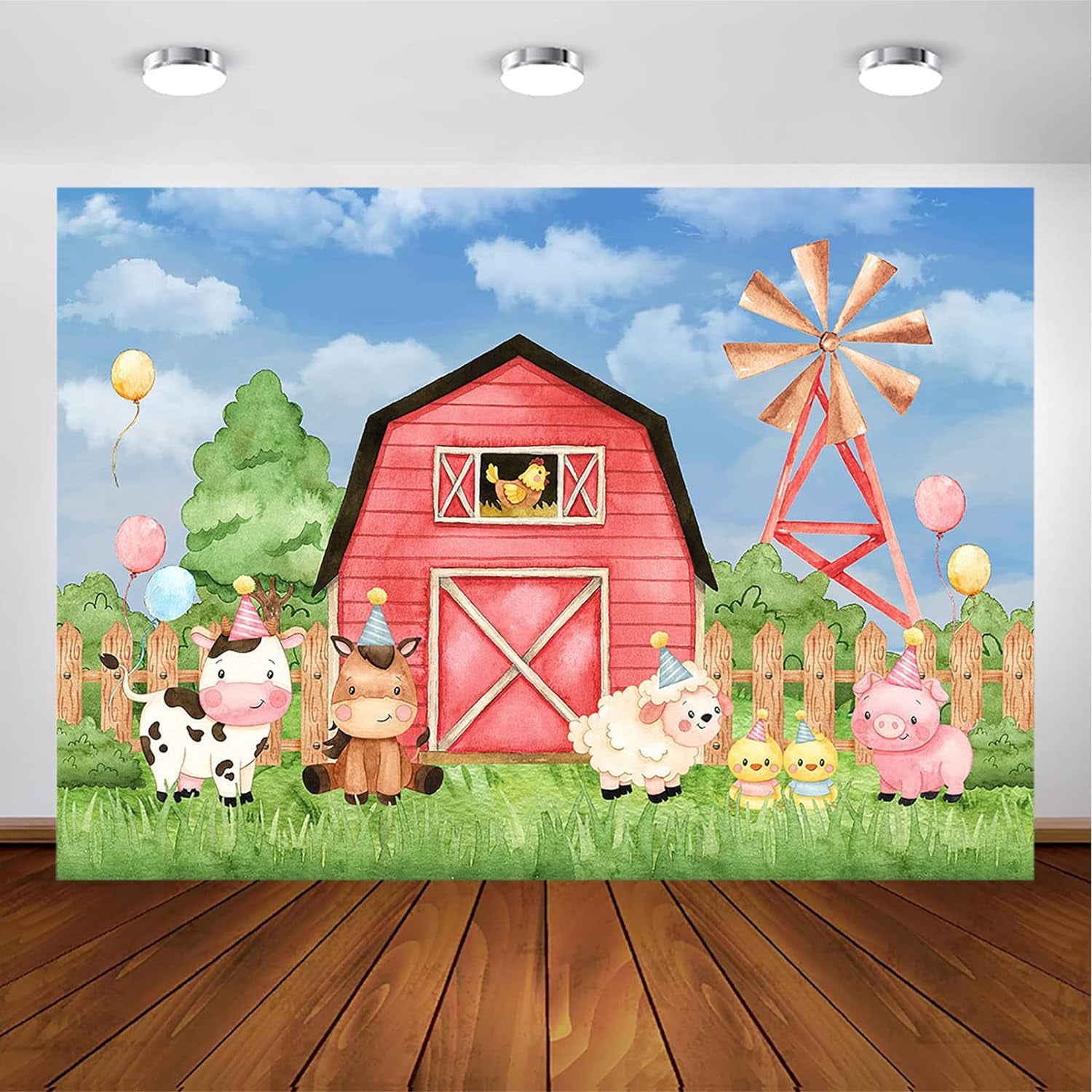 Farm Birthday Backdrop for Kids Pink Barn Farm Girls Birthday Party ...