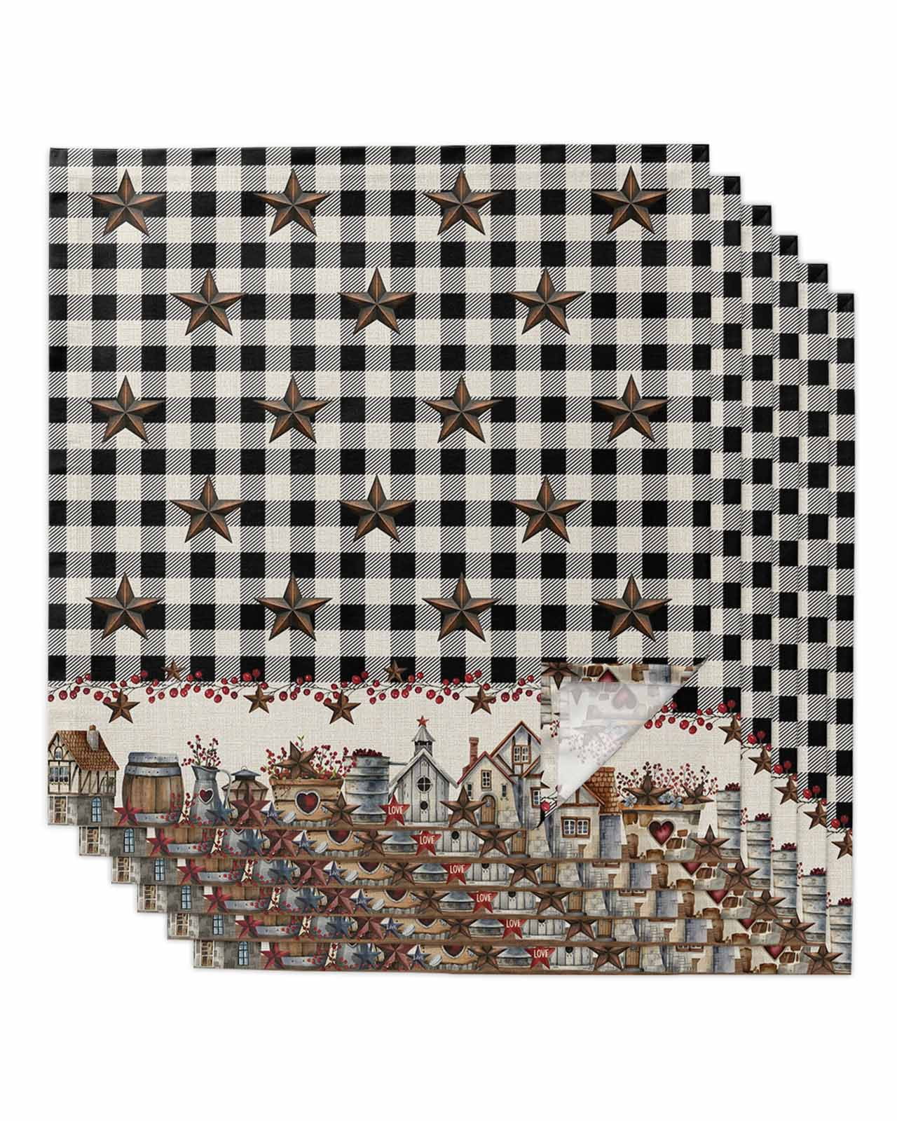 Farm Black Cloth Napkins Set of 6 Reusable Dinner Napkins, Brown ...