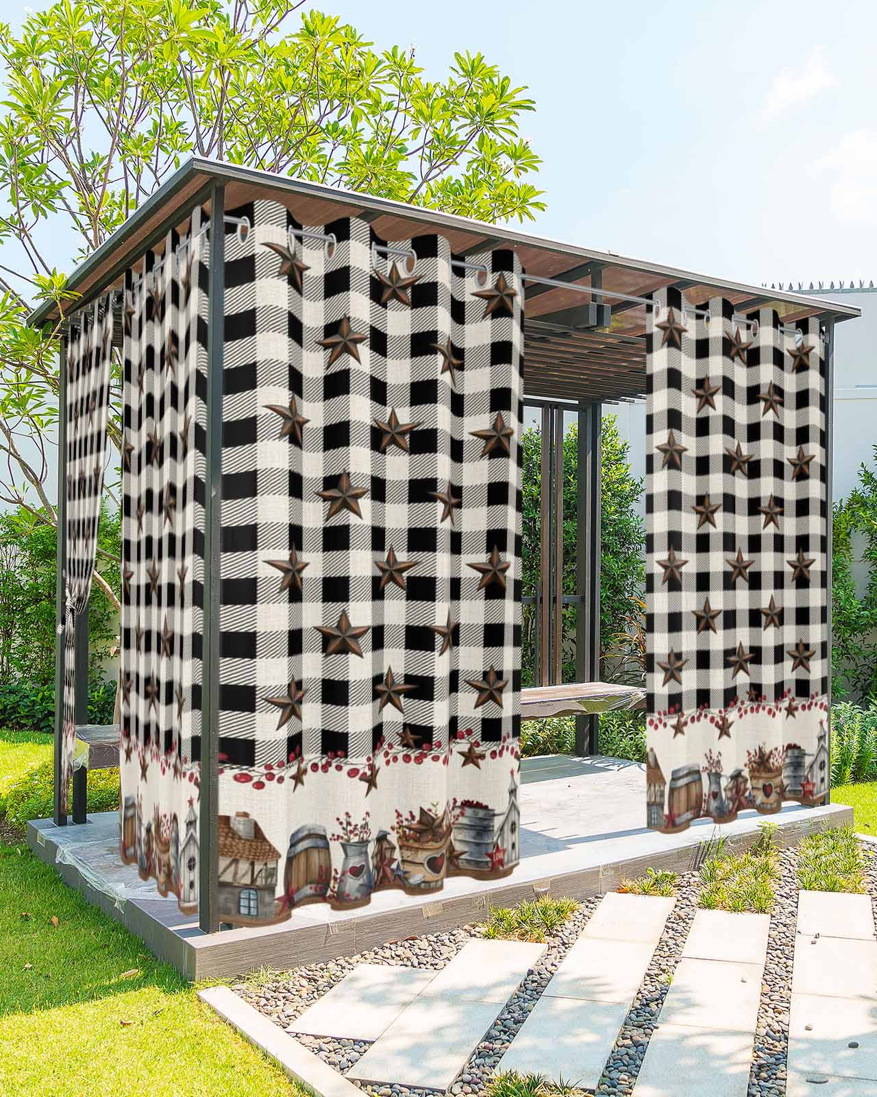 Farm Black Outdoor Curtains for Patio Waterproof,Brown Western Texas ...