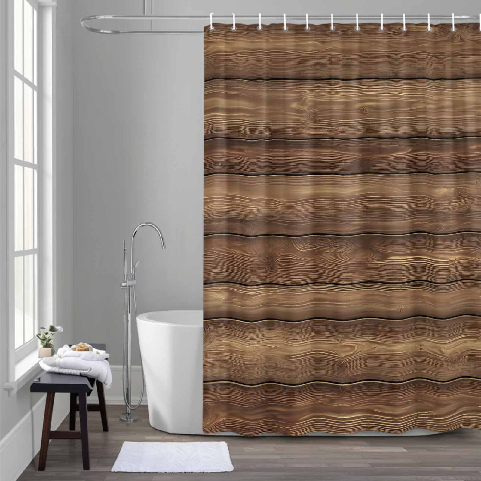 Farm Brown Wood Grain Shower Curtain for Bathroom Decor, Country Style ...
