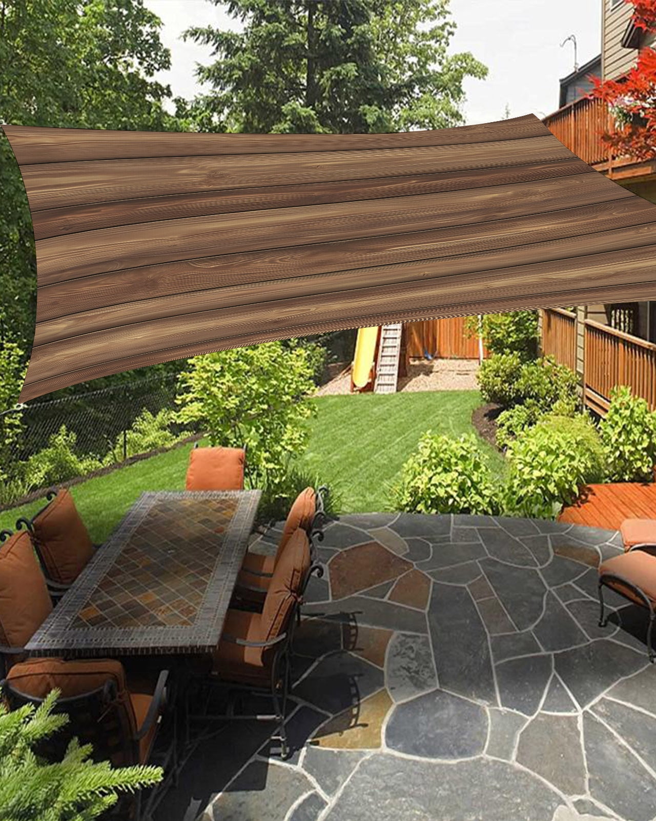 Farm Brown Wood Grain Sun Shade Sail 14'X18' Country Style Rustic ...