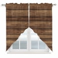 Farm Brown Wood Grain Swag Curtain Valance for Window 2 Panels Country ...