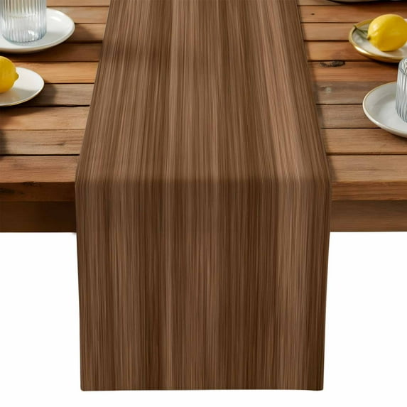 Farm Brown Wooden Texture Table Runner, Country Style Rustic Wood Grain ...