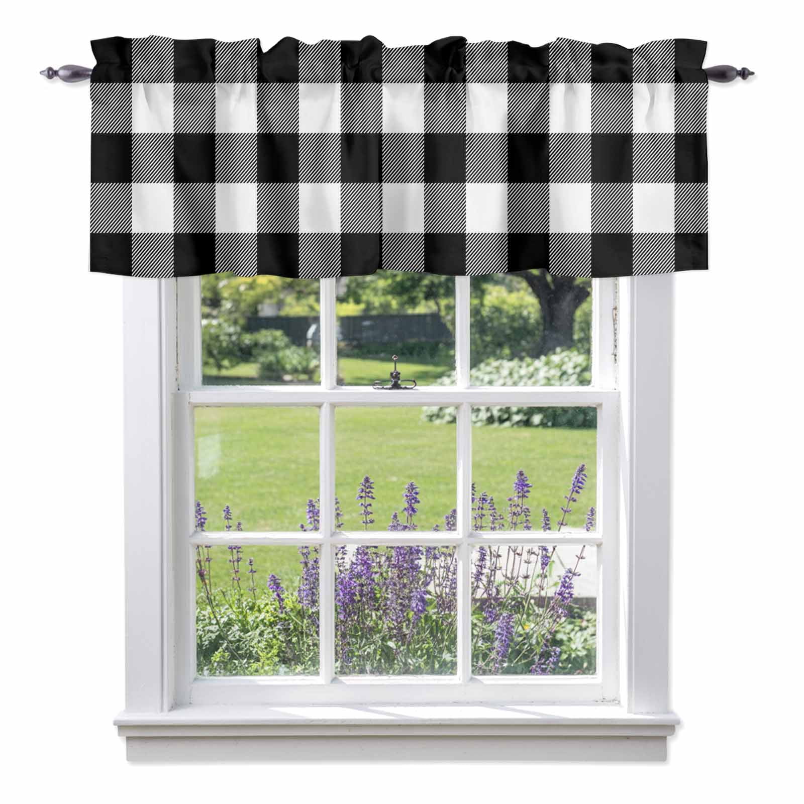 Farm Buffalo Plaid Valances for Windows,Kitchen Valance Rod Pocket ...