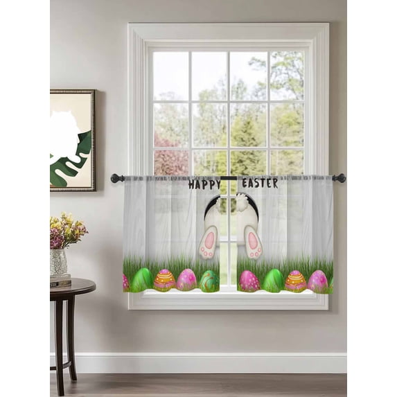 Farm Bunny Butt Wood Plank Chiffon Sheer Curtains 54 Inches Long ...