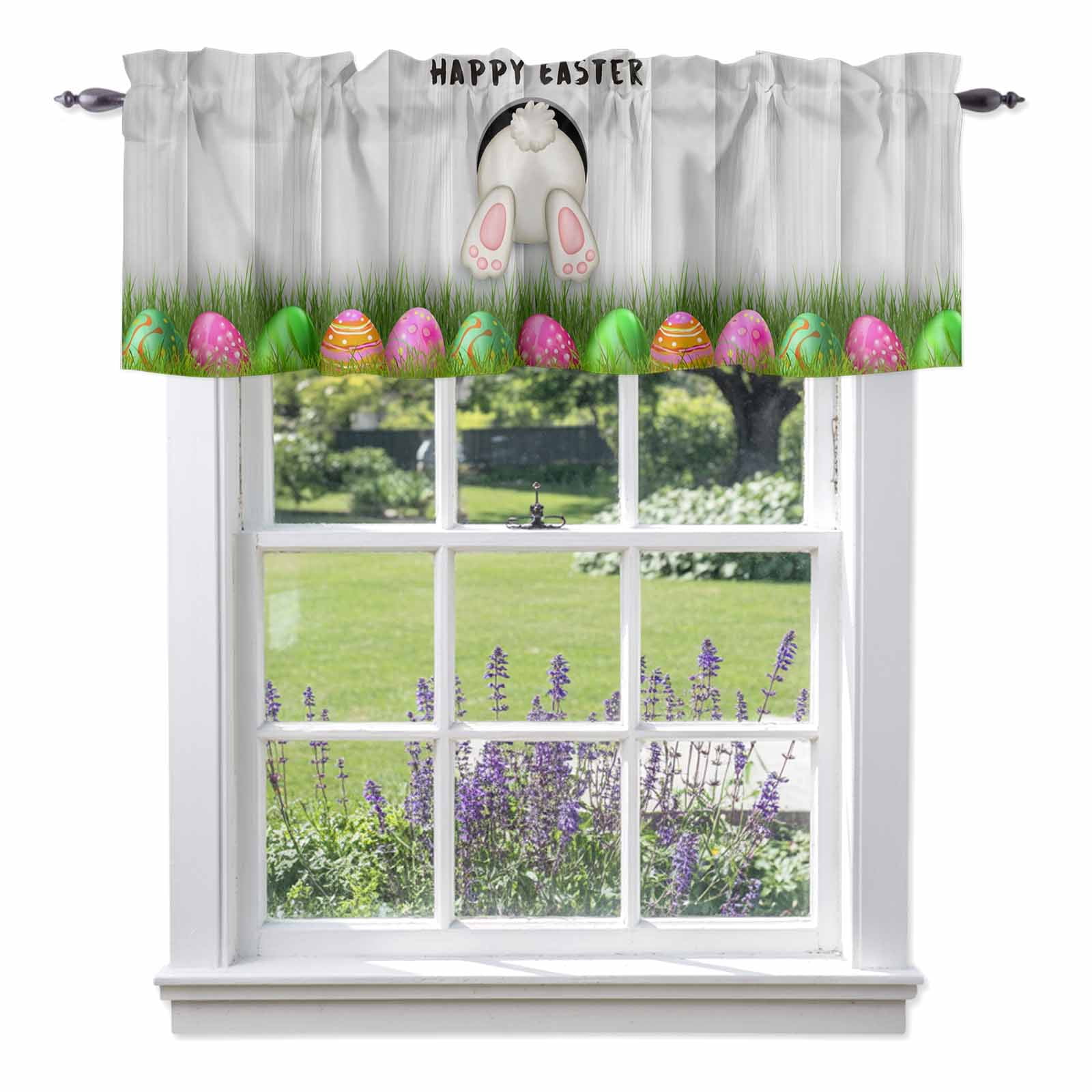 Farm Bunny Butt Wood Plank Valances for Windows,Rod Pocket Valance for ...