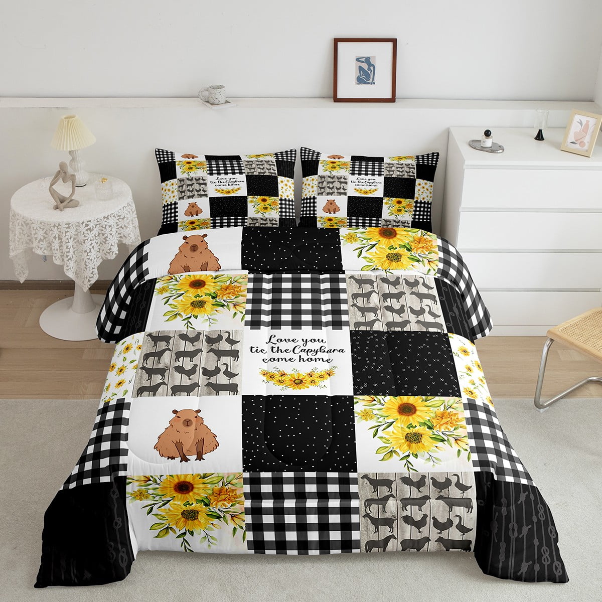 Farm Capybara Comforter Set Gifts for Capybara Lovers Bedding Cute ...