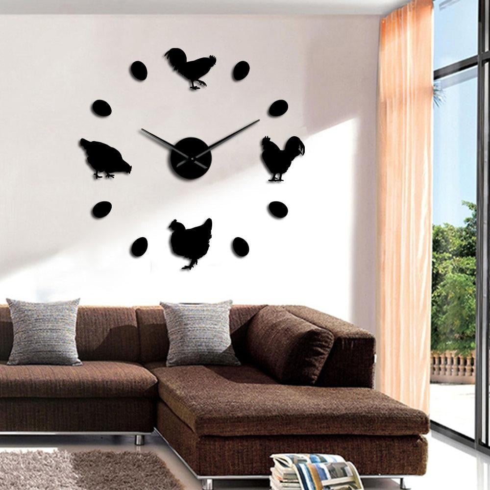 Farm Chicken And Fresh Farm Eggs DIY Large Wall Clock Farmhouse Rustic ...