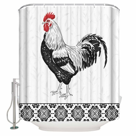 Farm Chicken Bathroom Shower Curtains with 12 Hooks Polyester ...