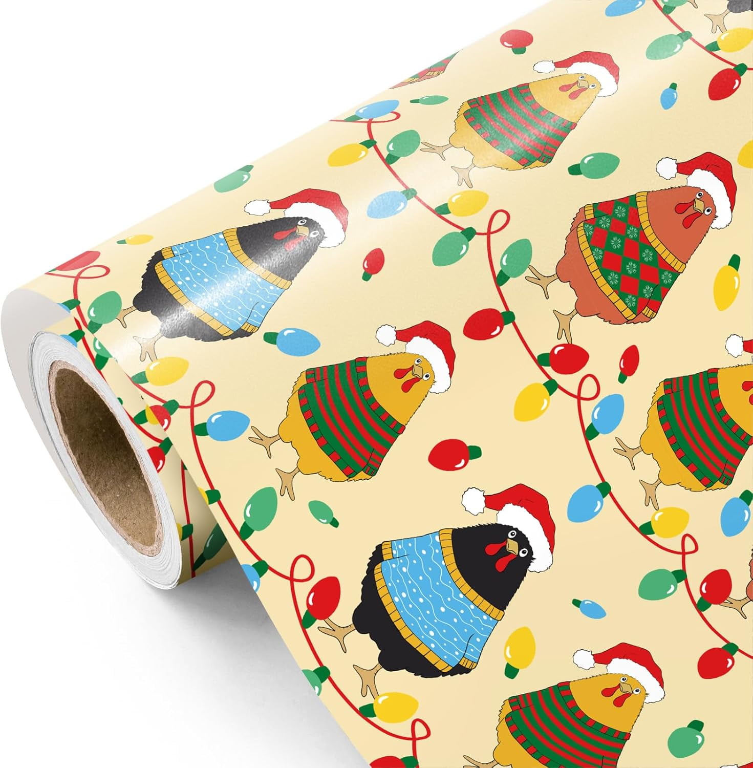 Farm Chicken Christmas Wrapping Paper - Mini Roll - 17 Inch x 16.5 Feet ...