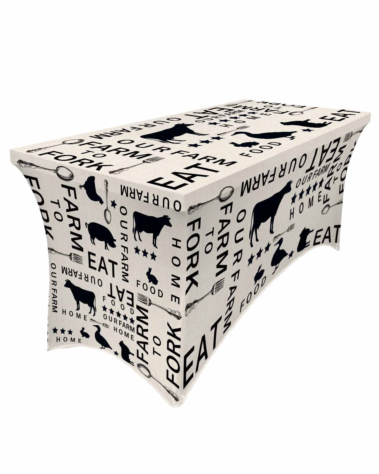 Farm Chicken Cow Pig Animal Rectangular Elastic Table Skirt Wedding ...