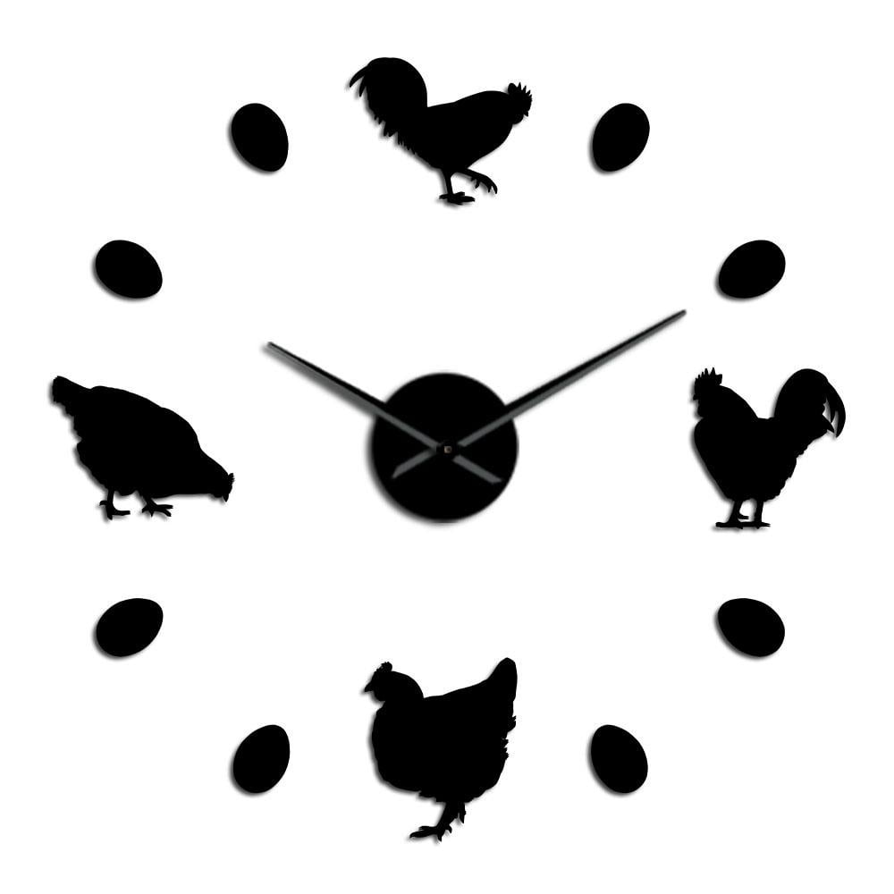 Farm Chicken And Eggs Frameless Wall Clock Stickers, DIY Modern ...