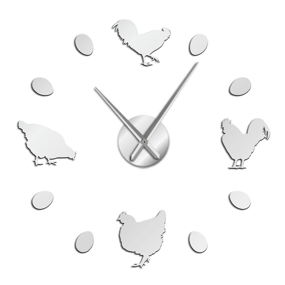 Farm Chicken And Eggs Frameless Wall Clock Stickers, DIY Modern ...