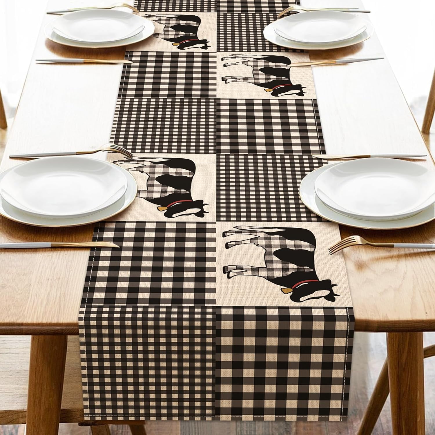 Farm Chicken Hen Animal Placemats Set of 4, Black White Buffalo Check ...