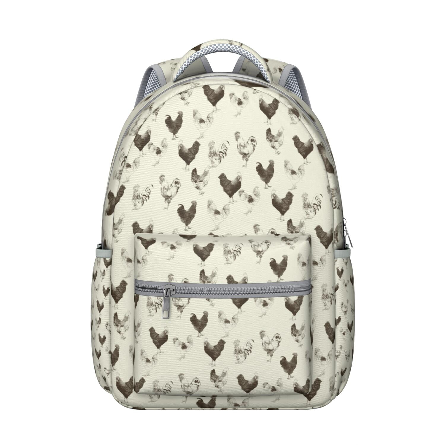 Farm Chicken Print Student Backpack Cute Cartoon Hen and Egg Design ...