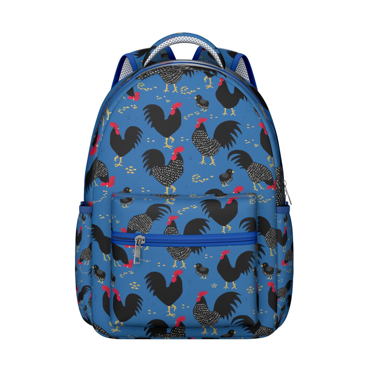 Farm Chicken Print Student Backpack Cute Cartoon Hen and Egg Design ...