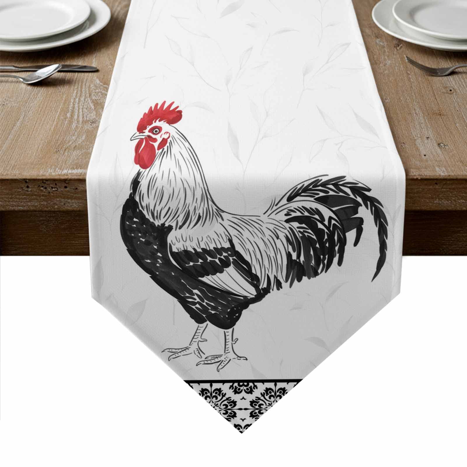 Farm Chicken Table Runner Linen Burlap Table Runner 72 Inches Long ...
